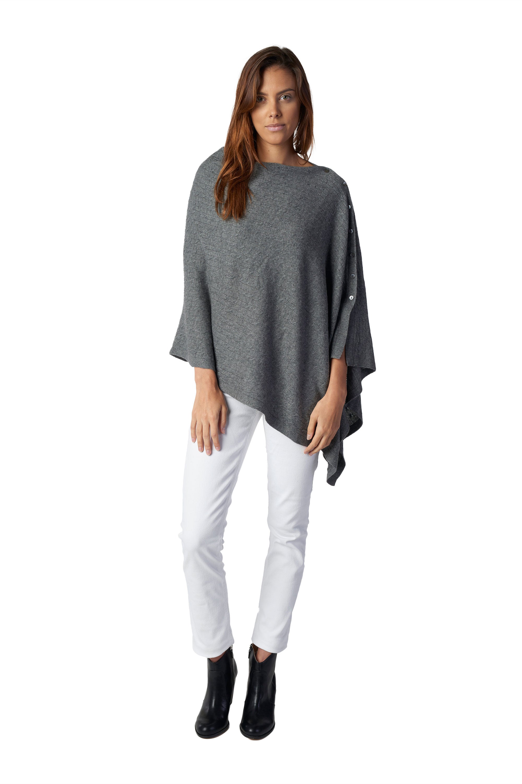 Cashmere Button Poncho- Neutrals – Snapdragon Designs