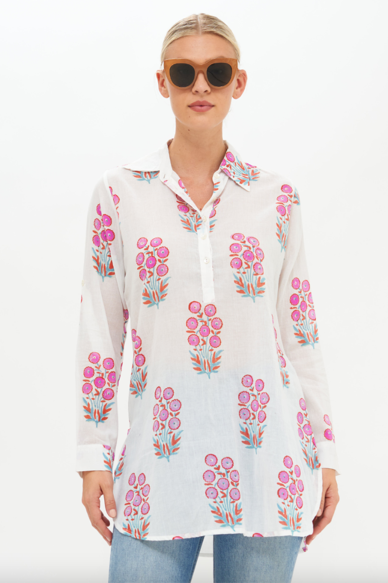 Oliphant, Long Collar Tunic- Marigot Coral – Snapdragon Designs